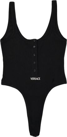 Versace Femme, Tops, Noir, Taille: 44 FR Cotton Ribbed Bodysuit