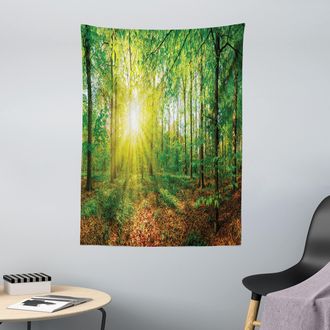 Abakuhaus Wald Wandteppich, Abendwiese Grönland, aus Weiches Mikrofaser Stoff Für das Wohn und Schlafzimmer, 110 x 150 cm, Grün Zimt