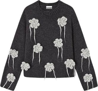 Ganni Femme, Pulls, Gris, Taille: 38 FR Pulls &agrave; col rond