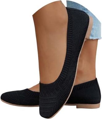 Generic Chaussures plates sans lacets pour femme - Chaussures de sport respirantes - Chaussures de loisirs - Pour le sport - Pieds larges - Chaussures de spor