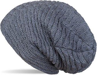 styleBREAKER Bonnet Beanie Chaud tricot&eacute; avec Motif Vague, Doublure int&eacute;rieure en Polaire, Bonnet Mou, Unisexe 04024122, Couleur:Bleu