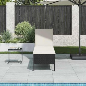 vidaXL Vidaxl - Sonnenliege mit Auflage Schwarz 55x200x44 cm Poly Rattan
