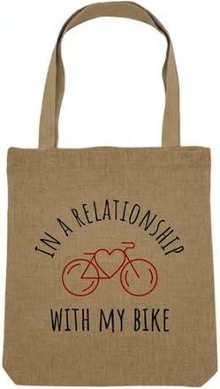 Fabulous Sac Shopping Tote Bag Aspect Lin - In a relationship with My Bike Bicycle Cycling Mountain Bike - Sac de Courses Toile Epaisse 360g Beige Naturel Caba
