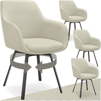 TecTake Lot de 4 Chaise pivotante de Salle &agrave; Manger Moderne Fauteuil salon Chaise Ergonomique Rembourr&eacute;e Confortable Chaise Design Meuble salon pour Salle &agrave; m