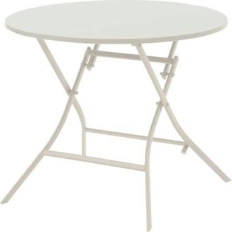 Hesperide Table de Jardin Pliante Ronde Greensboro Gris Graphite - 4 Places - Acier Traité Epoxy Traitement Antirouille Renforcé