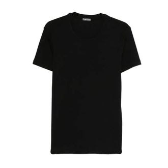 Tom Ford Homme, Tops, Noir, Taille: L Perforated Rib SS Crew Neck T-Shirt