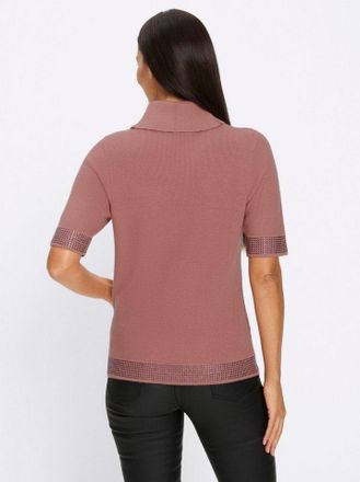 Heine Strickpullover Rollkragenpullover Kurzarm Rippoptik