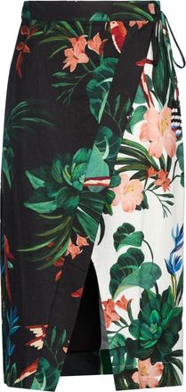 Farm Rio MIDNIGHT MACAW FIESTA MIX MIDI SKIRT