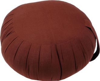 Guru Shop Rundes Einfarbiges Meditationskissen, Yoga Kissen, Yogakissen, Sitzkissen, Bodenkissen, Dekokissen - Braun, 20x35x35 cm