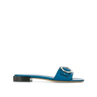 Ferragamo Femme, Chaussures, Bleu, Taille: 38 EU Sandales Slides Gancini
