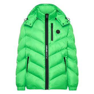 Plein Sport Homme, Vestes, Vert, Taille: L Nylon Puffer Jacket Tiger
