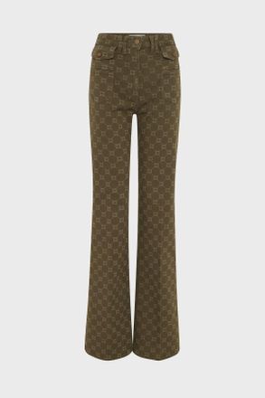 Gerard Darel Jean flare &agrave; monogramme - ANNA - Vert Kaki
