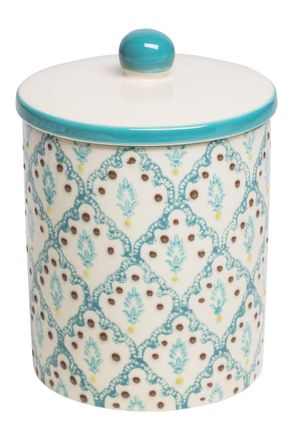 Tranquillo Aufbewahrungsdose Dose mit Deckel handbedruckte Keramik Oriental, 8 x 8 x 12 cm