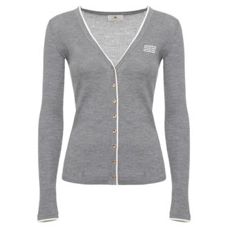 Elisabetta Franchi Rippstrick-Pullover aus Wolle - - Knitwear - Damen - Grau - M