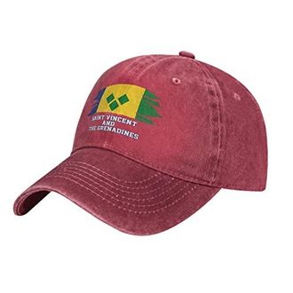 Generic Casquette Trucker Denim Drapeau De Saint-Vincent-Et-Les-Grenadines Casual Sun Protection Casquettes Anti-Soleil Visiere pour Course Les Saisons Randon