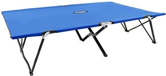 vidaXL Vidaxl - Chaise longue pliable 2 places Bleu Acier