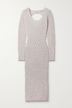 Acne Studios Keleste Midikleid Aus Einer Geh&auml;kelten Stretch-baumwollmischung Mit R&uuml;ckenausschnitt - Grau