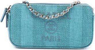 Chanel Pre-owned Deauville Double Zip Clutch - Femme - Pre-owned - Bleu - Taille: ONE Size