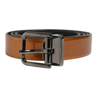 Dolce & Gabbana Klassischer Lederg&uuml;rtel mit Metallschnalle - - Accessories - Herren - Braun - ONE SIZE