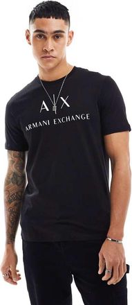 A|X Armani Exchange T-Shirt in Schwarz mit Brust-Logo und schmalem Schnitt