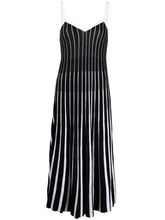 Red Valentino Gestreiftes Midikleid - Schwarz