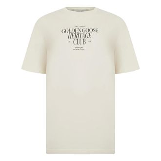 Golden Goose Homme, Tops, Beige, Taille: M T-shirt en coton avec logo