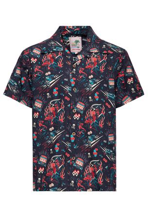King Kerosin Herren Hawaii Hemd Rockabilly Devil