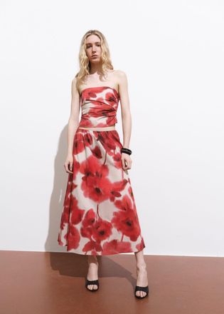 Mango Jupe &eacute;vas&eacute;e &agrave; imprim&eacute; &agrave; fleurs &eacute;cru - Femme - XS - MANGO