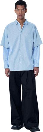 Comme Des Gar&ccedil;ons Homme, Chemises, Bleu, Taille: S Layered Stripe Shirt