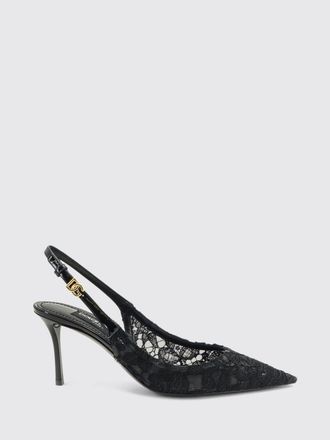 Dolce & Gabbana Slingbacks en dentelle brod&eacute;e avec logo DG et talon moyen