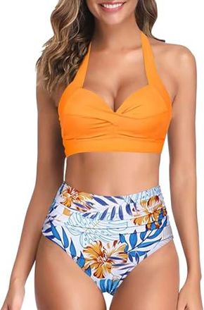 Generic Ensemble bikini sexy et &eacute;l&eacute;gant pour femme - Deux pi&egrave;ces - Col en V - Triangle - Push Up - Bikini de plage - Maillot de bain ventre plat - Haut de bik