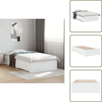 vidaXL Bettgestell mit Schubladen Wei&szlig; 90x200 cm Holzwerkstoff - Bettesrahmen - Holzbettfundament - Doppelbett - Einzelbett - Wei&szlig;er Rahmen