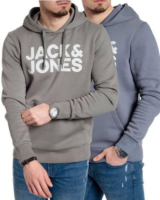 Jack & Jones Kapuzenpullover stilvolle Hoodies mit Logoprint (Spar Set, Doppelpack) Unifarbene Pullover mit flauschigem Innenfutter