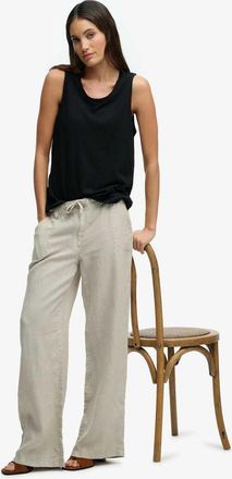 Superdry Pantalon taille basse en lin - Beige taupe clair-Neutre