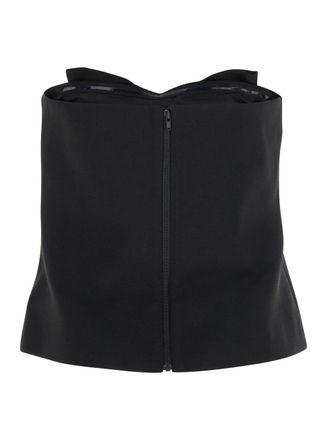 Self Portrait Womens Black Sleeveless Top With Bandeau Neckline Tech Fabric Tops