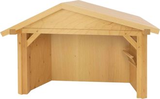 Rudolphs Schatzkiste Krippenfigur Schlichter Krippenstall aus hellem, naturbelassenem Holz BxHxT 37x22,5x11cm NEU Holzstall Krippenhaus Weihnachtsunterstand Figurenunterku