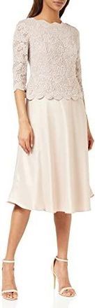 Gina Bacconi Robe Courte Deux pièces en Dentelle et Satin Cocktail, Taupe, 50 Femme