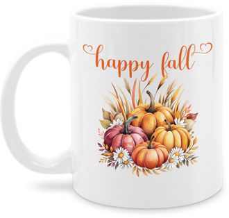 Shirtracer Tasse Tassen 325ml - Halloween - Happy Fall | Herbstliebe - 325 ml - Weiß - halloween-tasse haloween outfits mug grusel hellowee gruselig helloween sp
