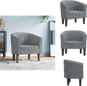 vidaXL Clubsessel Dunkelgrau Samt - Samtsessel - Sessel Grau - Wohnraum Dekoration - Lounge Chair - Gem&uuml;tlicher Sessel