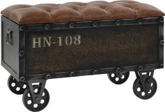 Fimei Banc de rangement Bois massif et similicuir 80,5x41x50 cm - Fimei
