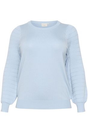 Kaffe Curve KClini Knit Pullover Damen Strickpullover Rundhals Langarm Pulli Sweater Große Größen Celestial Blue XL
