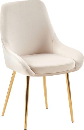 Clp Esszimmerstuhl Elmira I Küchenstuhl mit Samtbezug gepolstert I Polsterstuhl mit Rückenlehne, Farbe:Creme, Material Gestell:Metall Gold