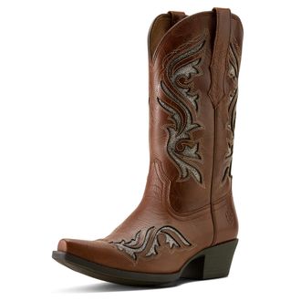 Ariat Womens Heritage Bliss X Toe Western Boots in Dark Tan, B Medium Width, Size 36, by Ariat