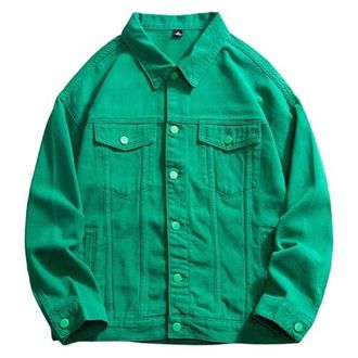 Generic Veste en jean d&eacute;contract&eacute;e pour homme, manteau en denim l&eacute;ger m&eacute;lange de coton, veste trucker grande taille, v&ecirc;tements dext&eacute;rieur, style streetwear, v