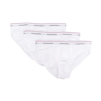 Dsquared2 Homme, Sous-v&ecirc;tements, Blanc, Taille: S Lot de Trois Slips en M&eacute;lange de Coton