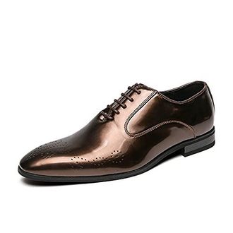 Generic Chaussures habill&eacute;es for Hommes, &agrave; Lacets, Richelieu, Bout carr&eacute;, en Cuir PU, r&eacute;sistantes, antid&eacute;rapantes, for Mariage(Or,46 EU)