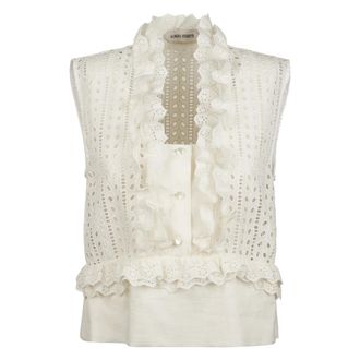 Alberta Ferretti Femme, Blouses et Chemises, Blanc, Taille: 34 FR Top
