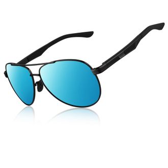 CGID Sonnenbrille Herren Pilotenbrille Polarisiert Al-Mg Metallrahmen Fliegerbrille UV400 Schutz CAT3 CE Fahren Angeln mit Lederetui