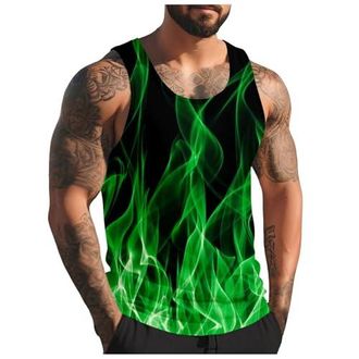 Generico T-shirt de sport d&eacute;t&eacute; d&eacute;contract&eacute; en coton avec imprim&eacute; Tie-Dye pour homme, vert, XXXL