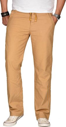 Alessandro Salvarini A. Salvarini Herren Leinen-Optik Hose leichte lockere Stoffhose Sommer leinen Hose W29-W40 L30-L34 AS-034 (W29 L30, Camel)